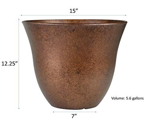 Classic Home and Garden Honeysuckle Patio Pot Garden Planter, Distressed Copper