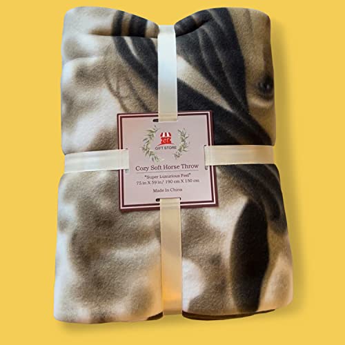 Elegant Western Galloping Horse Fleece Throw Blanket β Lightweight Super Soft Polyester Blanket for Couch Chair Sofa Living Room β 63"x73" Large Brown Horse Printed Blanket