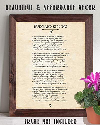 Rudyard Kipling - If - 11x14 Unframed Typography Book Page Print - Great Gift for Poetry Fans and Inspirational and Motivational Decor for Home and Office Under $15