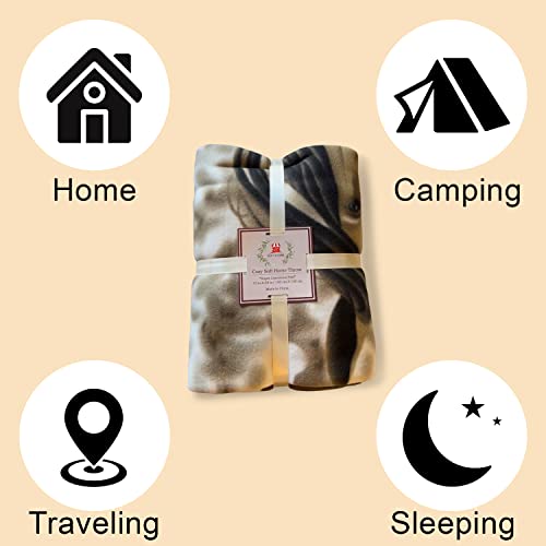 Elegant Western Galloping Horse Fleece Throw Blanket β Lightweight Super Soft Polyester Blanket for Couch Chair Sofa Living Room β 63"x73" Large Brown Horse Printed Blanket