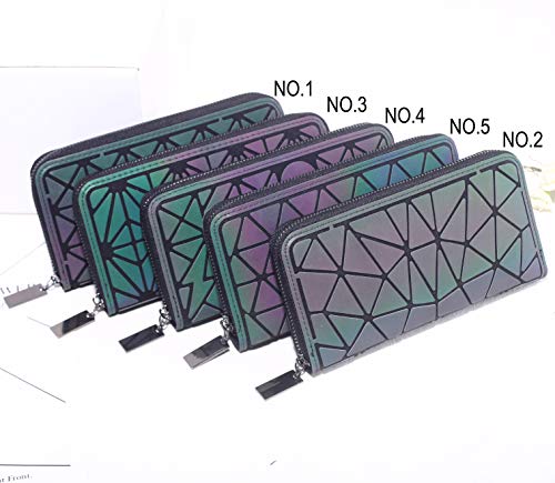 FZChenrry Geometric Long Wallet and Purse Fashion Luminous Lattice Zip Purse Clutch for Women NO.2