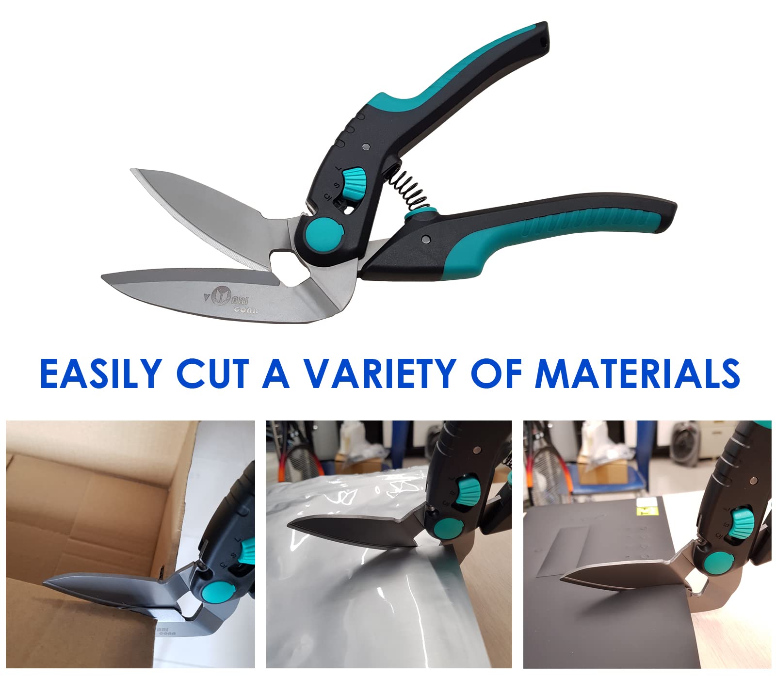 VARICONN 10 inch Heavy Duty Scissors, Industrial Scissors, Multipurpose, Scissors for Carpet, Cardboard and Recycle, Soft Grip, Stainless Steel, Easy Cutting Thick Paper, Leather, Sewing Fabric