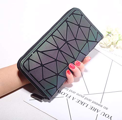FZChenrry Geometric Long Wallet and Purse Fashion Luminous Lattice Zip Purse Clutch for Women NO.2