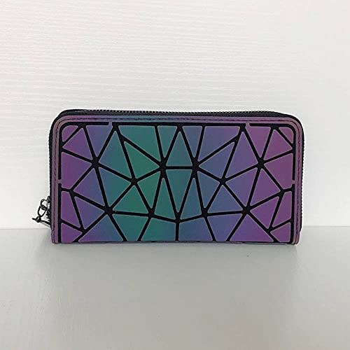 FZChenrry Geometric Long Wallet and Purse Fashion Luminous Lattice Zip Purse Clutch for Women NO.2