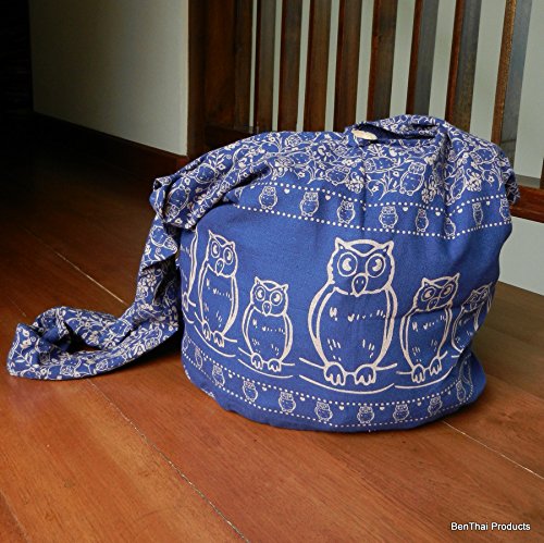 BTP! Owl Hippie Boho Sling Cross body Bag Shoulder Messenger Purse Large (Dark Blue OF9)