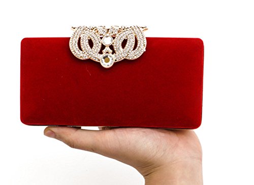 Shiratori Crown Purses and Handbags Evening Bags and Clutches,Red