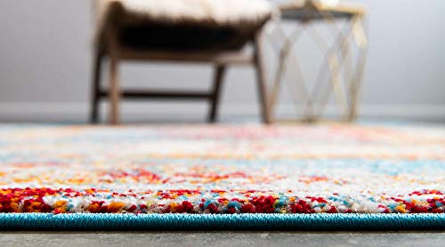Unique Loom Rosso Collection Traditional, Medallion, Distressed, Bohemian, Vintage, Southwestern Area Rug, 4 ft x 6 ft, Multi/Blue