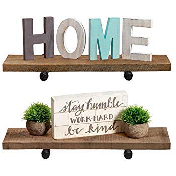 Industrial Floating Shelves Wall Shelf - Floating Shelves Wood Wall Mounted, Hanging Shelves, Floating Shelves Rustic, with Pipe Hardware Brackets (Set of 2) 1.5'' X 7.5'' (Special Walnut, 36'')