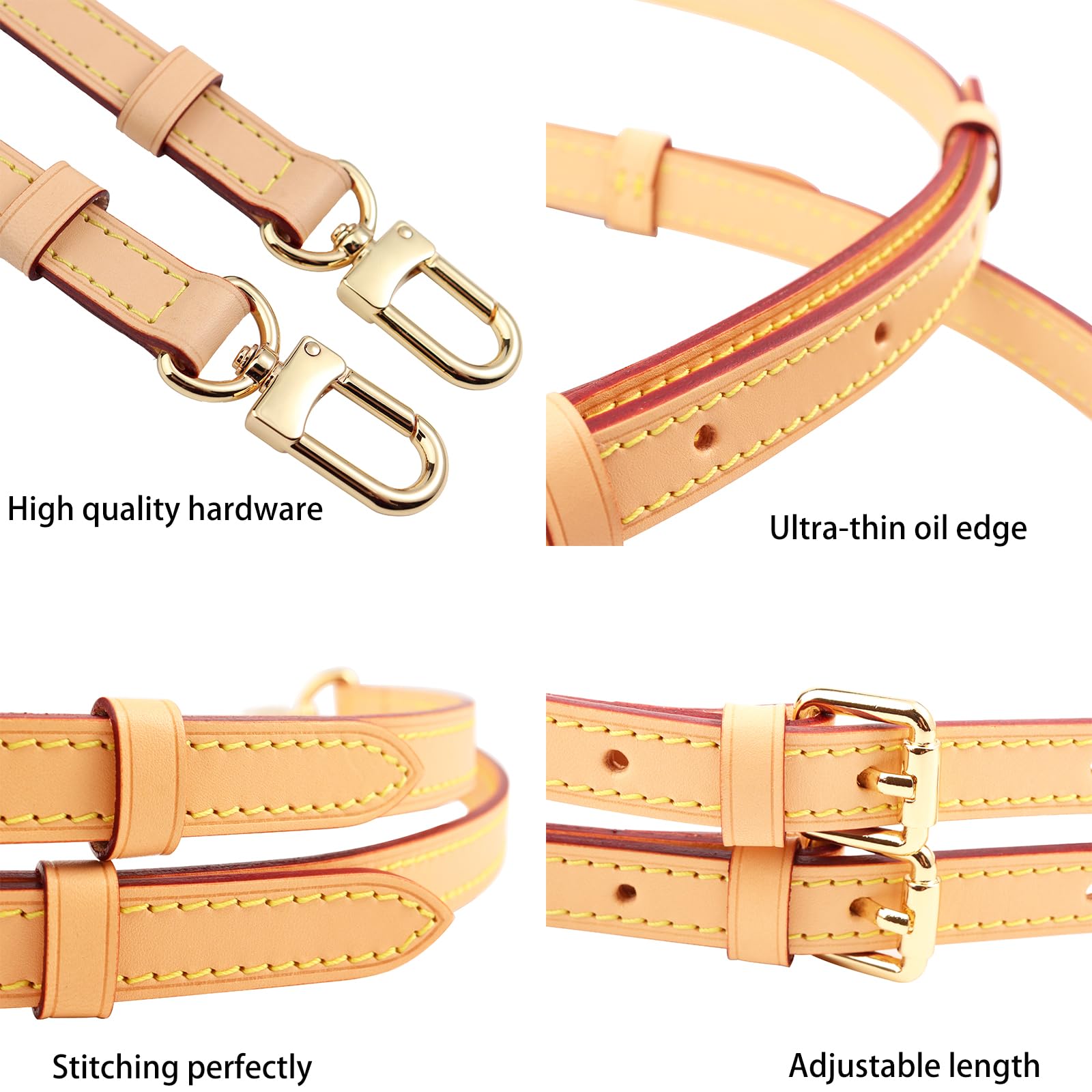 COLSEEY Genuine Vachetta Leather Crossbody Strap Genuine Leather Adjustable Replacement Strap for Shoulder Bag Handbag Purse(0.71 Inch Width)