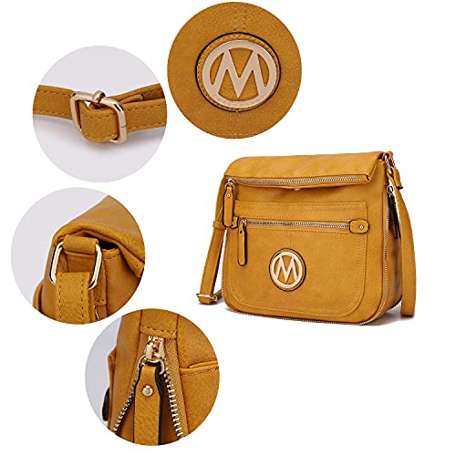 MKF Crossbody Bag for Women β PU Leather Expandable Messenger Purse β Designer Pocketbook Handbag Shoulder Strap