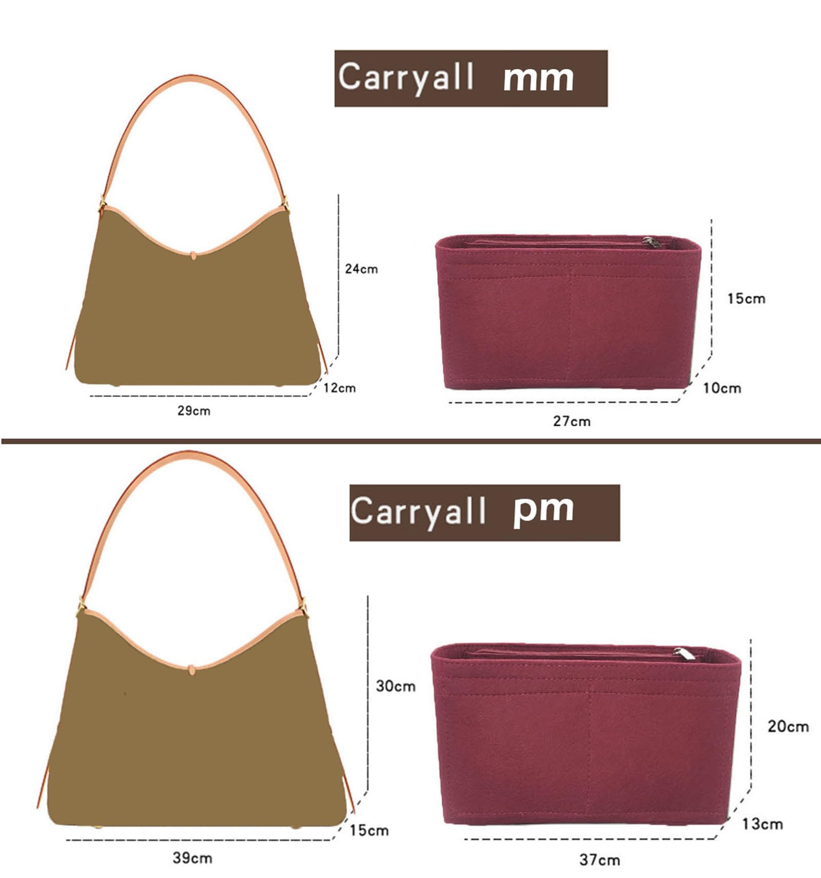 Lckaey Felt Purse Insert forlv carryall mm organizer purse organizer lv carryall 2076claret-S