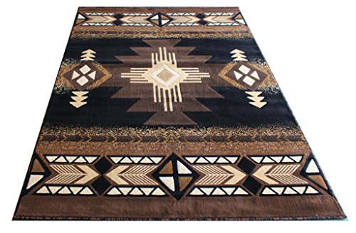 South West Native American Area Rug 5 Feet X 7 Feet Black Design C318