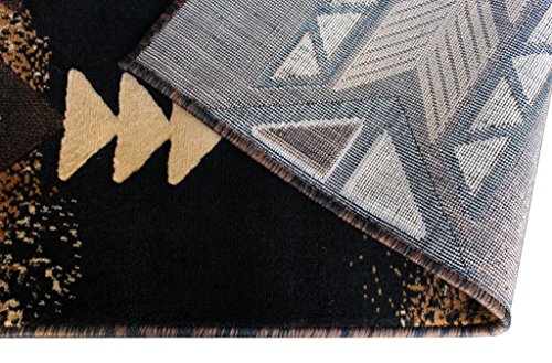 South West Native American Area Rug 5 Feet X 7 Feet Black Design C318