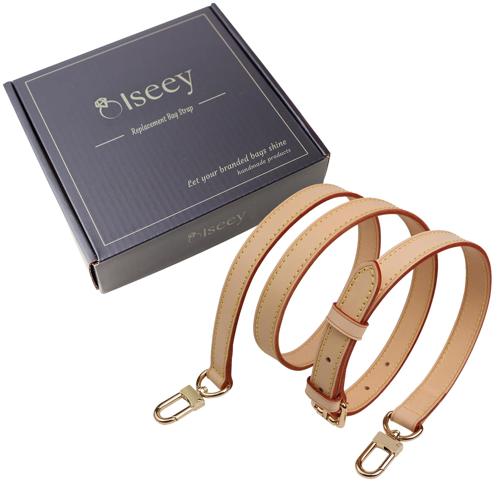 COLSEEY Genuine Vachetta Leather Crossbody Strap Genuine Leather Adjustable Replacement Strap for Shoulder Bag Handbag Purse(0.71 Inch Width)
