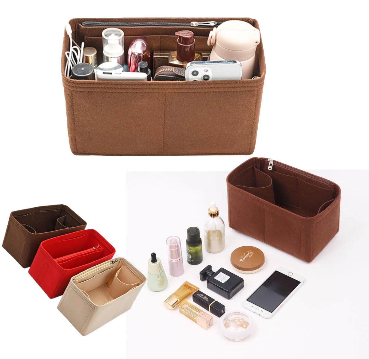 Lckaey Felt Purse Insert forlv carryall mm organizer purse organizer lv carryall 2076claret-S