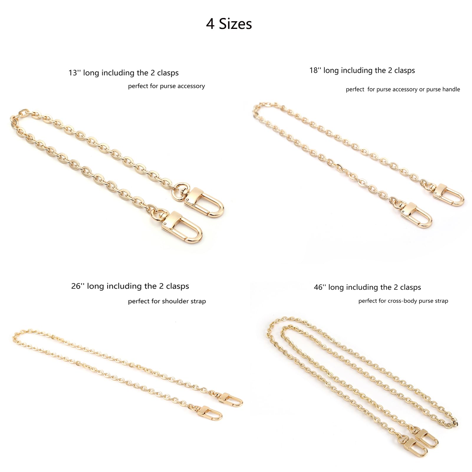 Mini Copper Purse Chain Shoulder Crossbody Strap Bag Accessories Charm Decoration (Gold, 18'')
