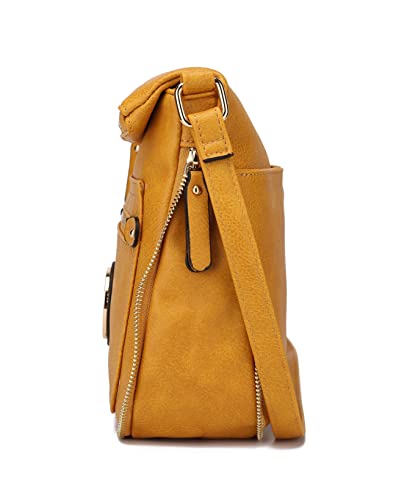 MKF Crossbody Bag for Women β PU Leather Expandable Messenger Purse β Designer Pocketbook Handbag Shoulder Strap