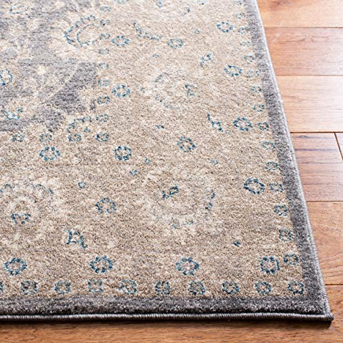 SAFAVIEH Sofia Collection 9' x 12' Light Grey/Beige SOF330B Vintage Oriental Distressed Non-Shedding Living Room Bedroom Dining Home Office Area Rug