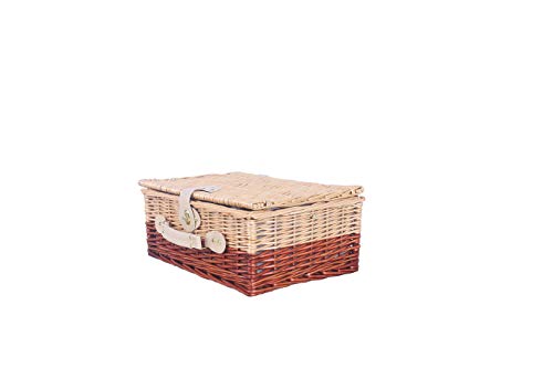 LA Chama Deluxe 4 Person Willow Picnic Basket, 4 Persons Sets, Mobile Ice Pack, Deluxe Plates, Khaki Brown