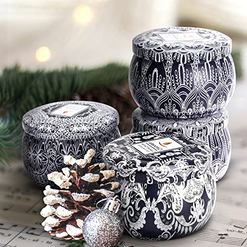 Hausware Citronella Candles - 4 Pack Citronella Candles Outdoor Set,Indoor Scented Soy Wax Candles Portable Travel Tin Gift Set for Home Garden Patio Balcony Decorative
