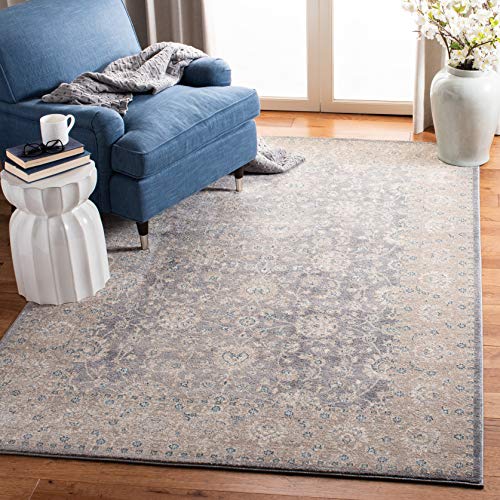 SAFAVIEH Sofia Collection 9' x 12' Light Grey/Beige SOF330B Vintage Oriental Distressed Non-Shedding Living Room Bedroom Dining Home Office Area Rug