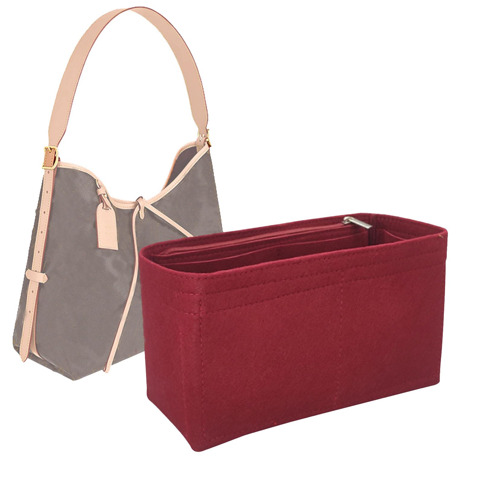 Lckaey Felt Purse Insert forlv carryall mm organizer purse organizer lv carryall 2076claret-S