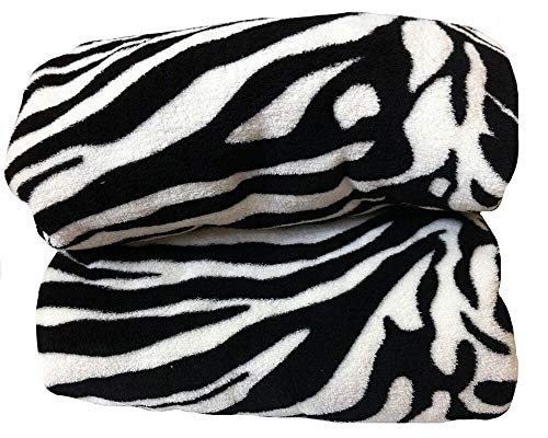 Home Must Haves Zebra Animal Print Safari Bed Blanket Bedding Throw Fleece Super Soft Warm Cozy Plush, Queen Size, Black And White