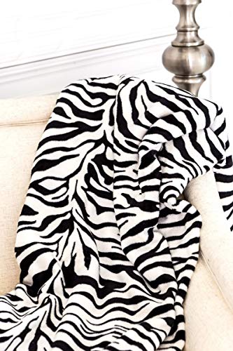 Home Must Haves Zebra Animal Print Safari Bed Blanket Bedding Throw Fleece Super Soft Warm Cozy Plush, Queen Size, Black And White