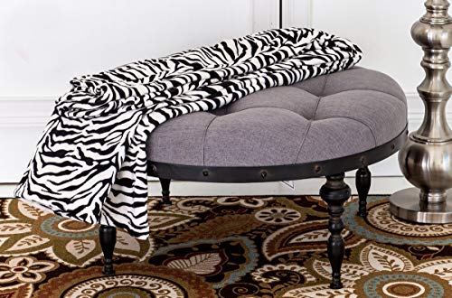 Home Must Haves Zebra Animal Print Safari Bed Blanket Bedding Throw Fleece Super Soft Warm Cozy Plush, Queen Size, Black And White