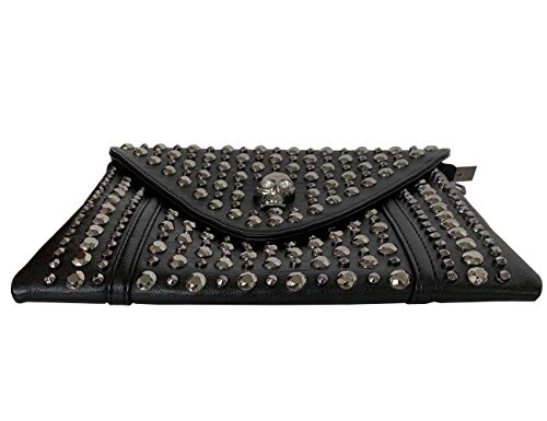 FiveloveTwo Women Rivet Chain Handbag Purse Clutch Small PU Leather Satchel Shoulder Tote Top-handle Bag Black