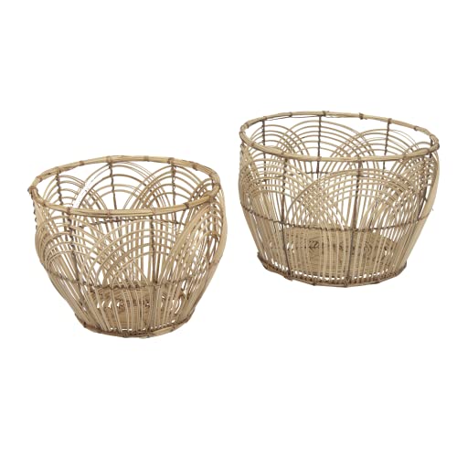 Bloomingville Handmade Decorative Rattan Basket, Natural, Set of 2 Sizes