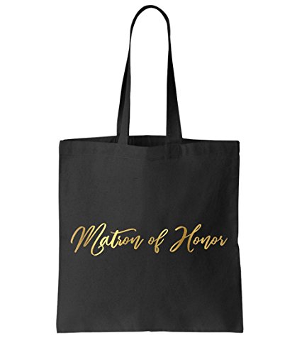 Matron of Honor gift Tote bag by Graceful Greeting Co Heavy Black Canvas keepsake