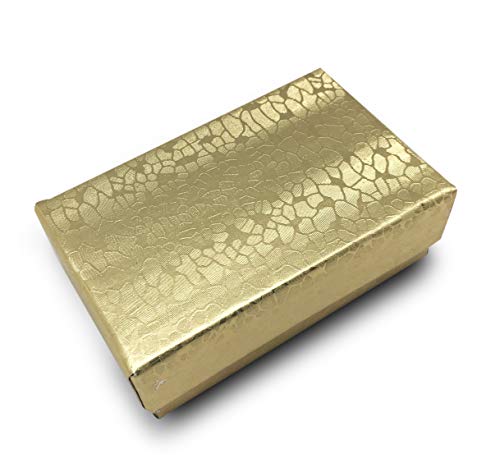 TheDisplayGuys 100-Pack #21 Cotton Filled Cardboard Paper Jewelry Box Gift Case - Gold Foil (2 5/8" x 1 5/8" x 1")