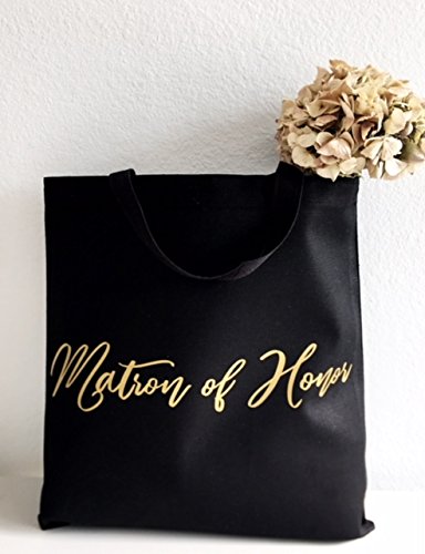 Matron of Honor gift Tote bag by Graceful Greeting Co Heavy Black Canvas keepsake