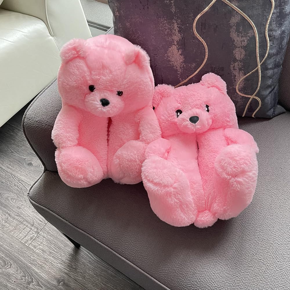 Alayger Women's Plush Teddy Bear Slippers Home Indoor Soft Anti-Slip Cute Winter Warm Floor Shoes Slippers Cartoon