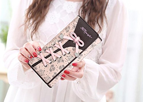 UTO-Wallet-for-Women Large Capacity PU Leather Pink Card Holder Phone Case Zipper Pocket Purse Clutch 204 (Pink)