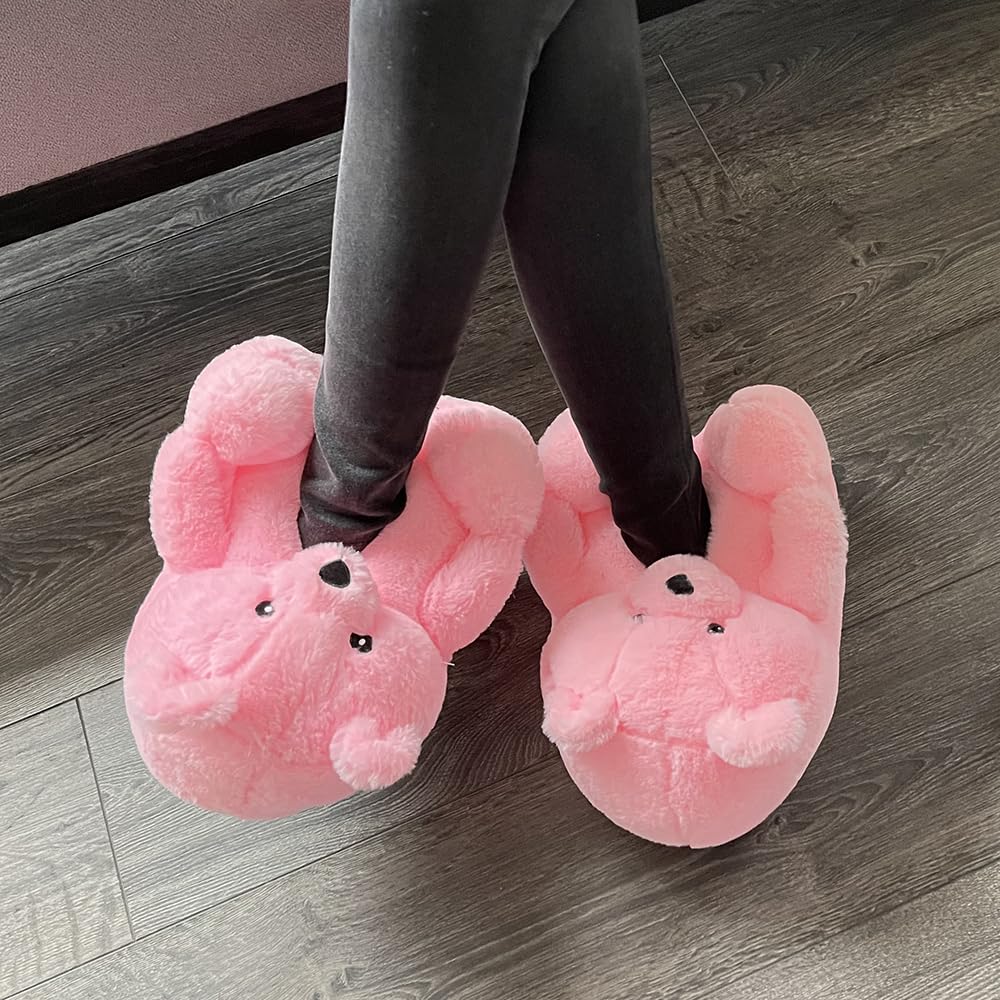 Alayger Women's Plush Teddy Bear Slippers Home Indoor Soft Anti-Slip Cute Winter Warm Floor Shoes Slippers Cartoon