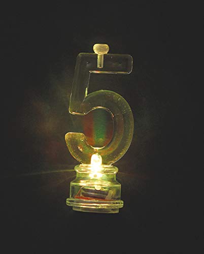 Unique Number 5 Flashing Candle Holder & Candles, 3", Multicolor