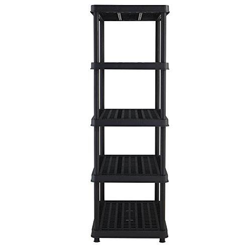 Keter Resin 5-Tier Freestanding Multipurpose Shelf Display Rack for Basement, Kitchen, and Garage Storage Shelving and Organization, 24", Black