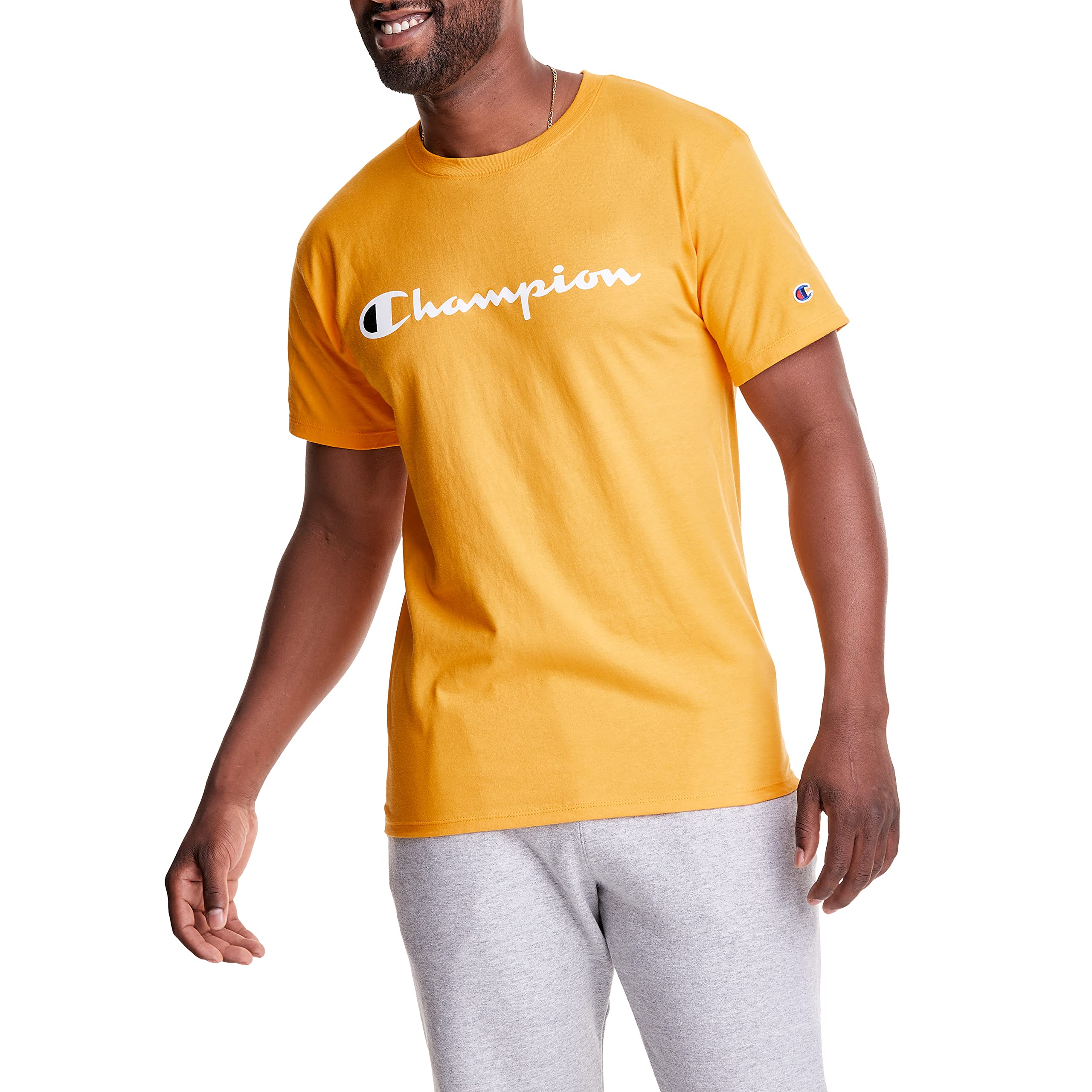 Champion Men's Classic Jersey Script T-Shirt, Team Gold2, X-Large