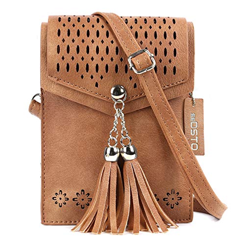 seOSTO Womens Small Crossbody Bag, Tassel Cell Phone Purse,Gifts For Teenage Girls
