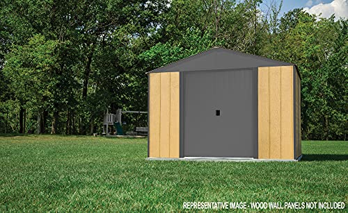Arrow Shed 8' x 8' Ironwood Galvanized Steel and Wood Panel Hybrid Outdoor Shed Kit, Anthracite