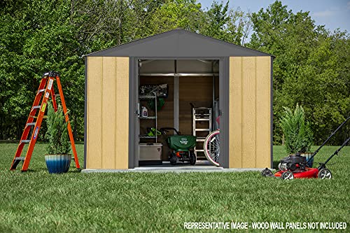 Arrow Shed 8' x 8' Ironwood Galvanized Steel and Wood Panel Hybrid Outdoor Shed Kit, Anthracite