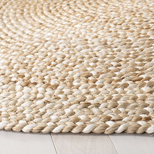 SAFAVIEH Natural Fiber Round Collection 10' Round Ivory NF804B Handmade Boho Charm Braided Jute Area Rug