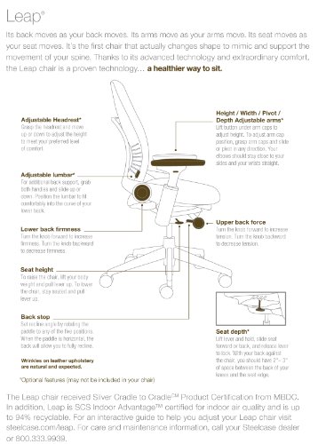 Steelcase Leap Office Chair, Black Frame and Buzz2 Navy Fabric