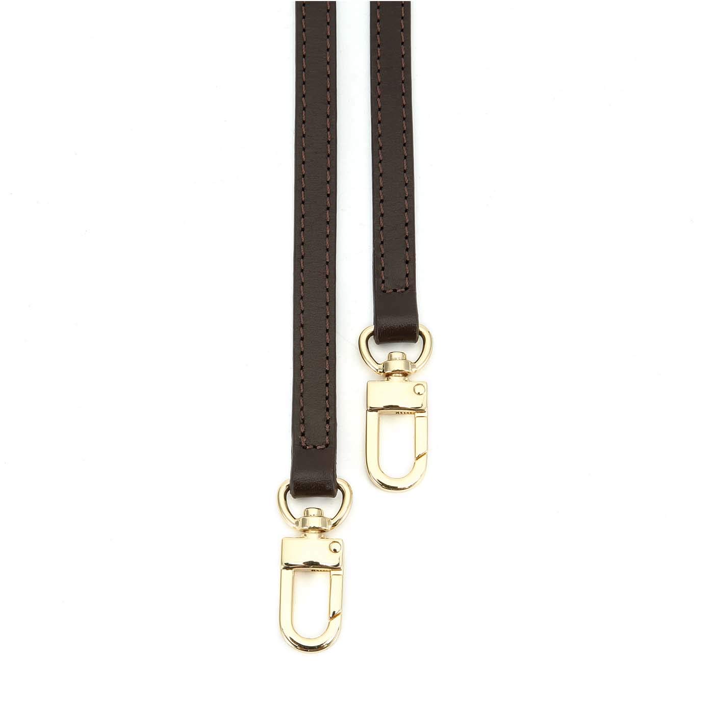 Genuine Leather Cross Body Strap for Alma BB Damier Ebene Pochette Eva Favorite PM MM Mini 10mm Coated Dark Brown with Gold Hardware (Brown110cm Gold HW)