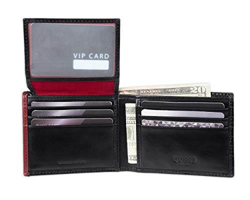 Guess Men's Leather Passcase Wallet, Black Rosete, One Size