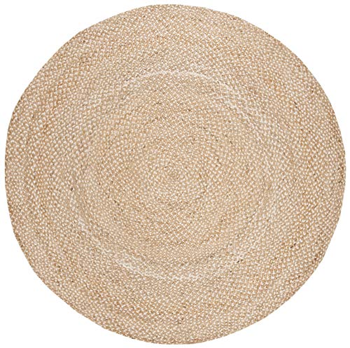 SAFAVIEH Natural Fiber Round Collection 10' Round Ivory NF804B Handmade Boho Charm Braided Jute Area Rug