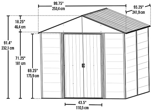 Arrow Shed 8' x 8' Ironwood Galvanized Steel and Wood Panel Hybrid Outdoor Shed Kit, Anthracite