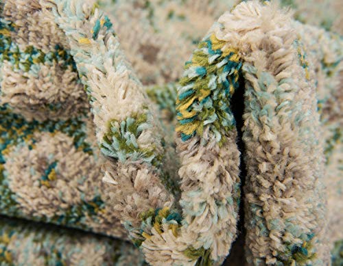 Unique Loom Penrose Collection Distressed Traditional Vintage Floral Area Rug, 3 ft 3 in x 3 ft 3 in, Green/Beige